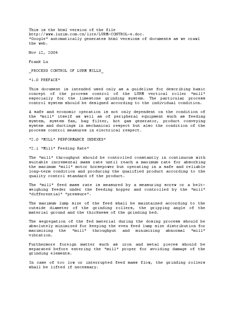 Mill Process | PDF | Mill (Grinding) | Gases