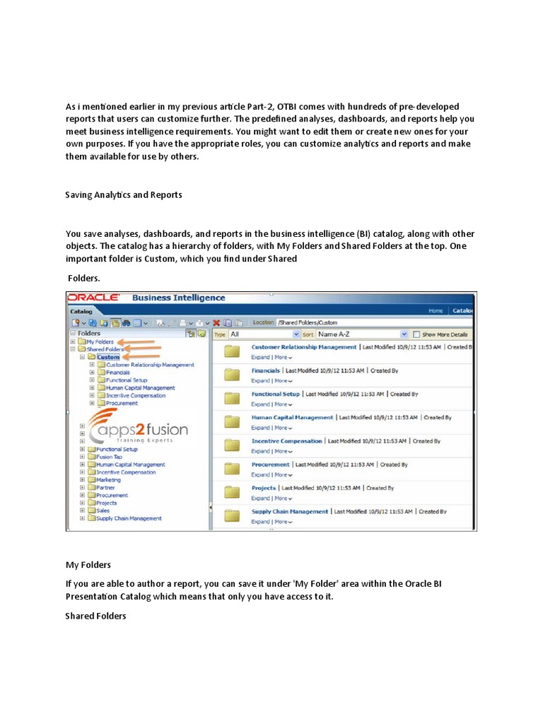 Oracle Fusion Transaction Business Intelligence (OTBI) in Fusion HCM - Part 3 | PDF | Business ...