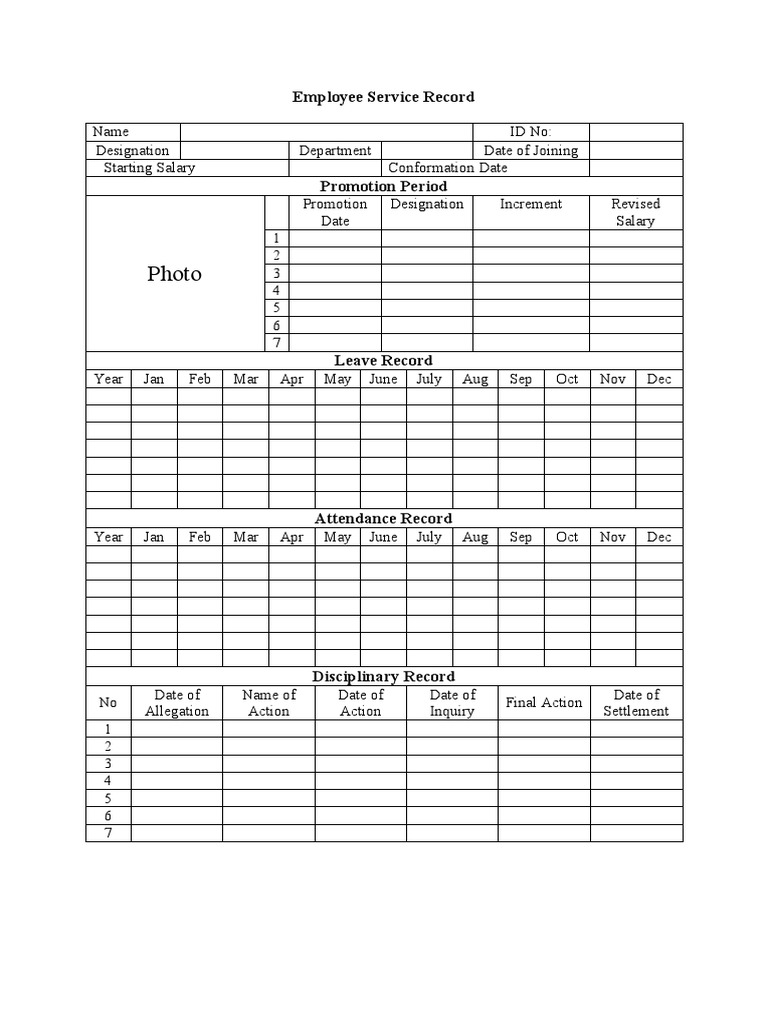 Comprehensive Employee Service Record | PDF