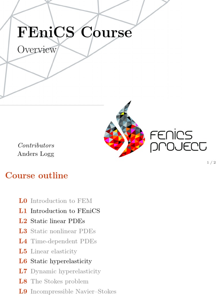 FEniCS Course: FEM & PDEs Overview | PDF | Language Arts & Discipline | Science & Mathematics