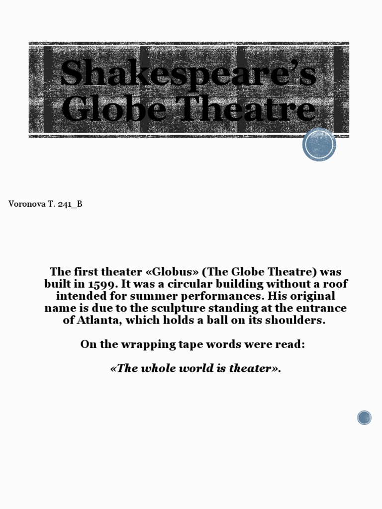 Shakespeare's Globe Theatre | PDF | Theatre | Entertainment (General)
