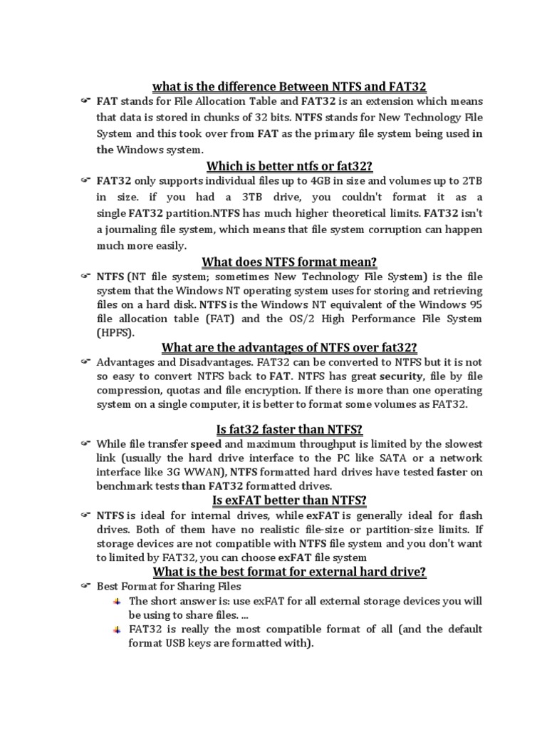 FAT Stands For File Allocation Table and FAT32 Is An Extension Which ...