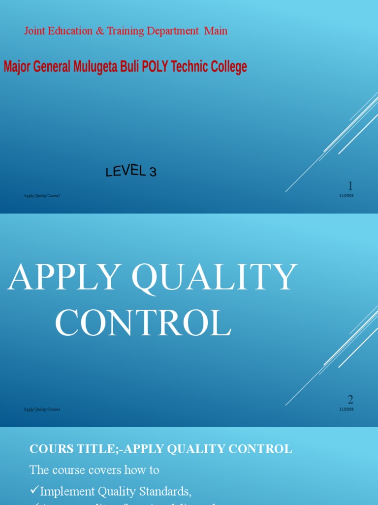 Presentation of Quality Control | PDF | Quality Assurance | Quality ...