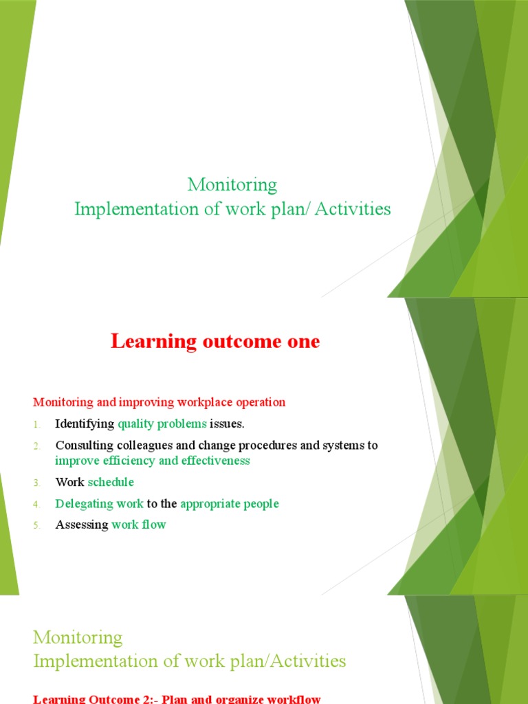 Monitoring Implementation of Work Plan/ Activities | PDF | Workflow ...