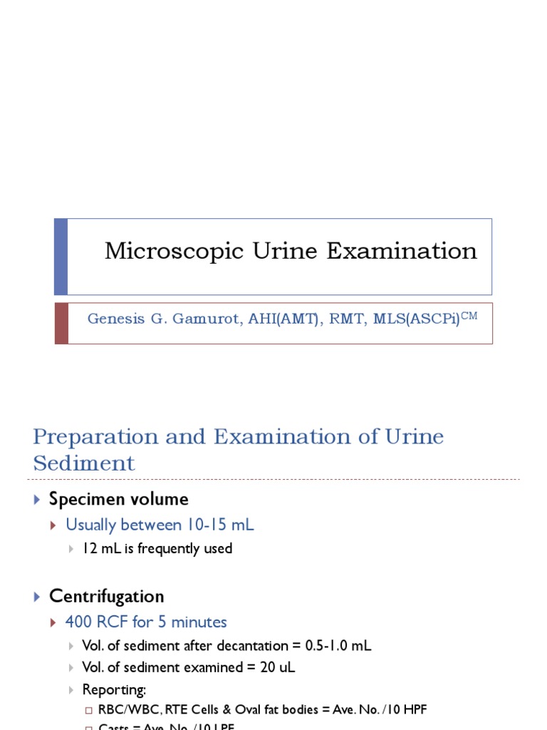 Microscopic Urine Examination | PDF | Staining | Anatomy