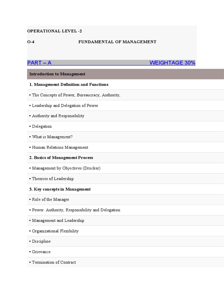 Fundamental of Management Syllabus | PDF