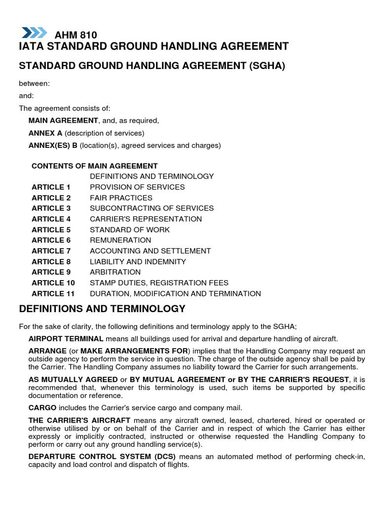 IATA AHM 810 Ground Handling Agreement | PDF | Indemnity | Airport