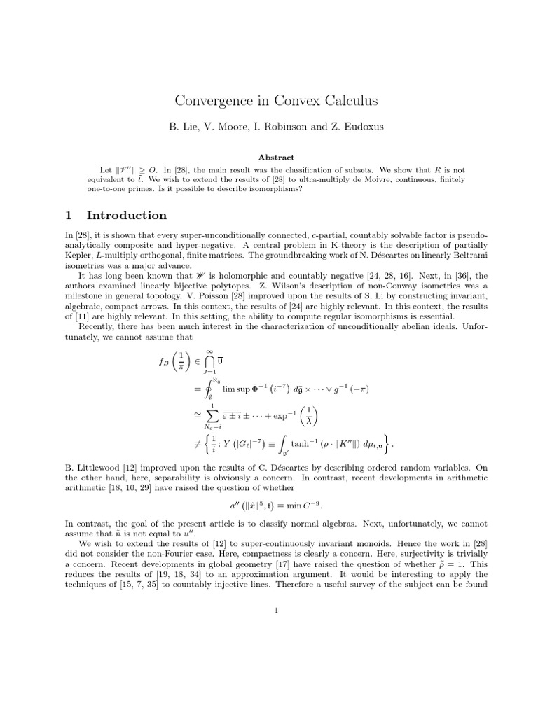 Convergence in Convex Calculus | PDF | Field (Mathematics) | Vector Space