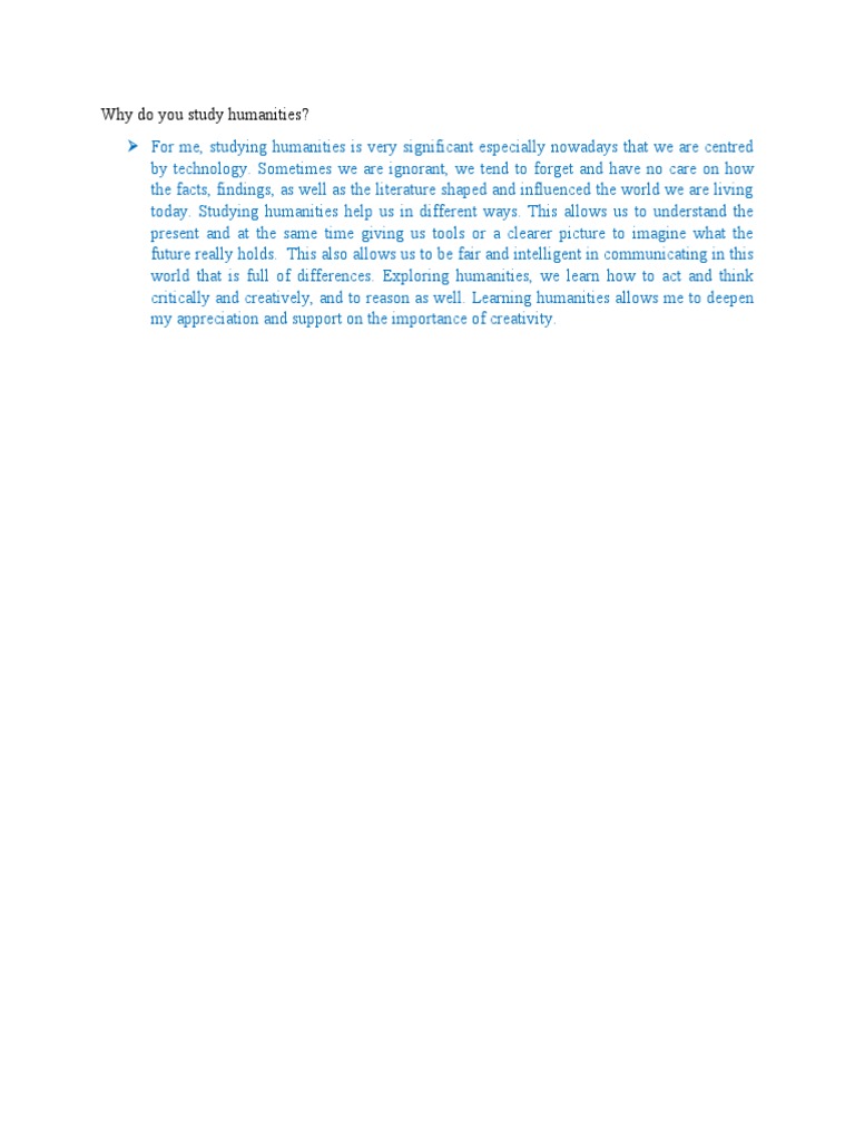 Importance of Studying Humanities | PDF