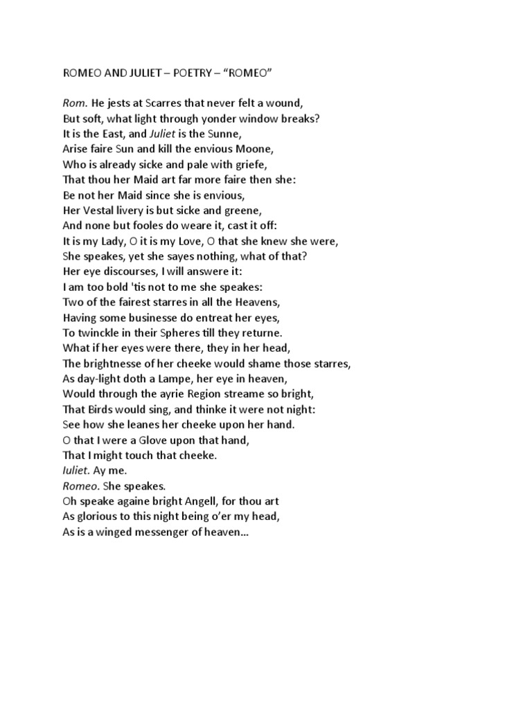 Romeo and Juliet - Poetry - "Romeo" | PDF