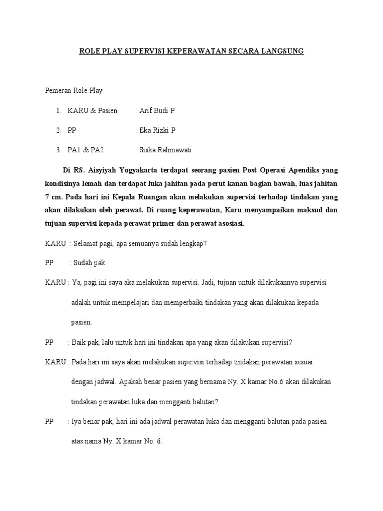 Role Play Supervisi Secara Langsung - PSIK 7B2 | PDF