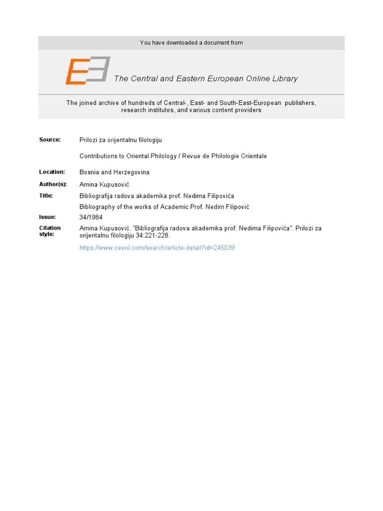 Bibliography of The Works of Academic Prof Nedim Filipovic | PDF