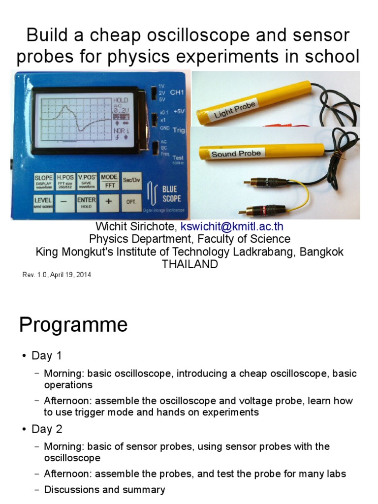 Build A Cheap Oscilloscope and Sensor Probes For Physics Experiments in ...