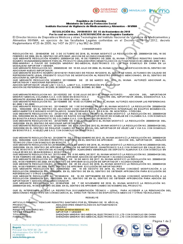 Registro Invima-Pag | PDF | Cuidado de la salud | Medicina