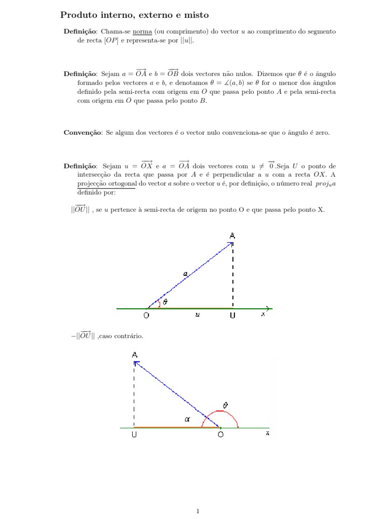 Produto Interno Externo e Misto | PDF | Vetor euclidiano | Perpendicular