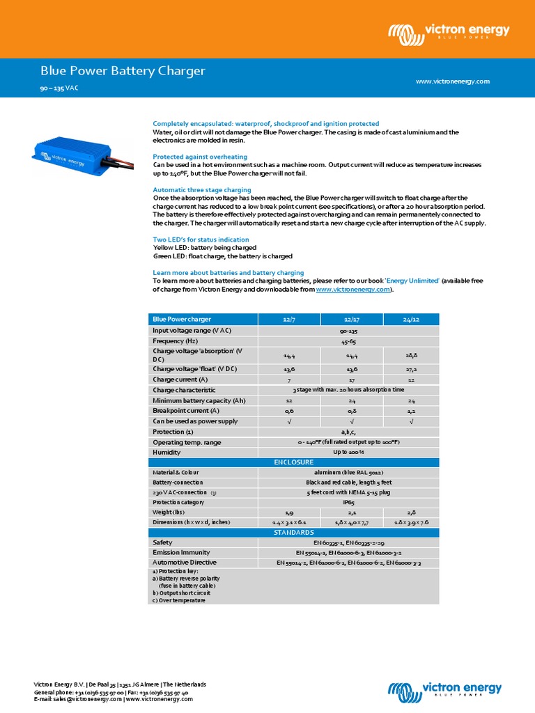 Blue Power Battery Charger IP65 90 135VAC1 | PDF | Battery Charger ...