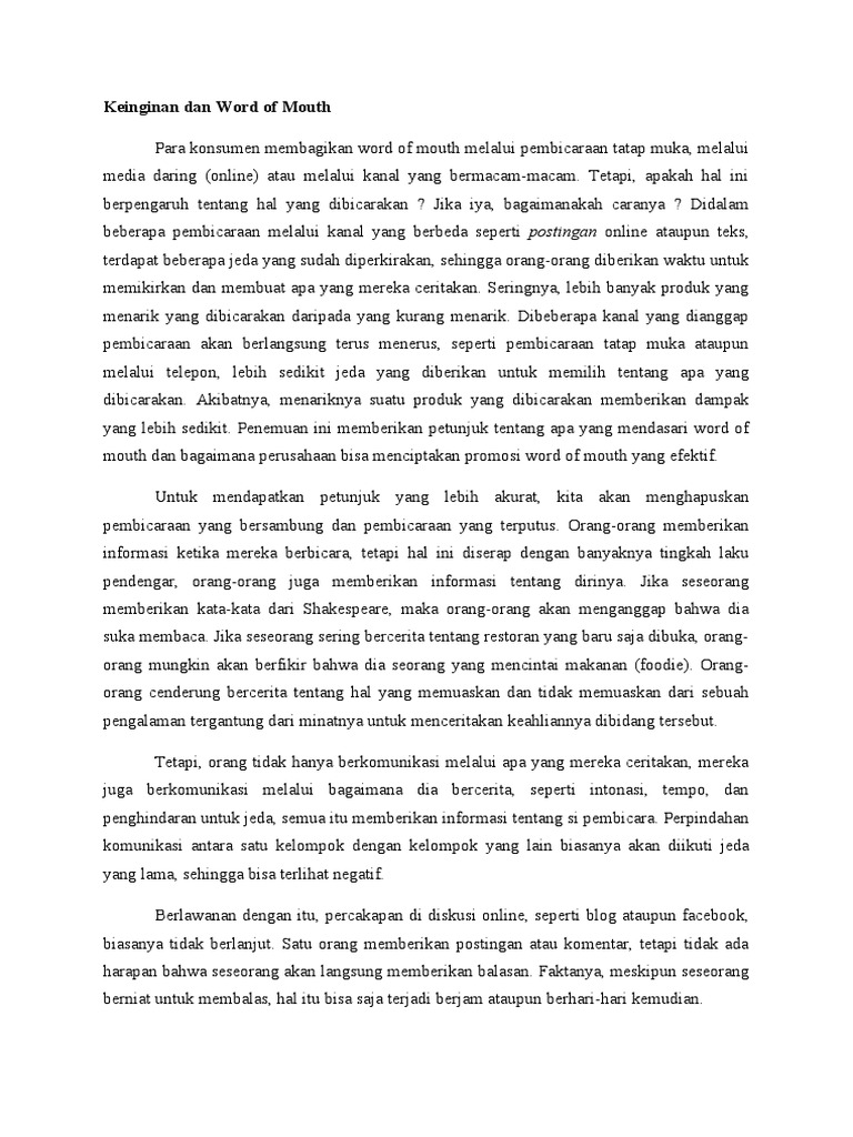 Word of Mouth | PDF