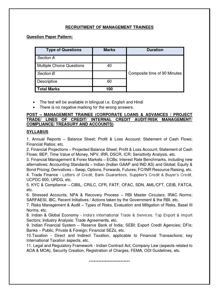 Exim Bank Management Trainee Syllabus | PDF | Human Resource Management ...