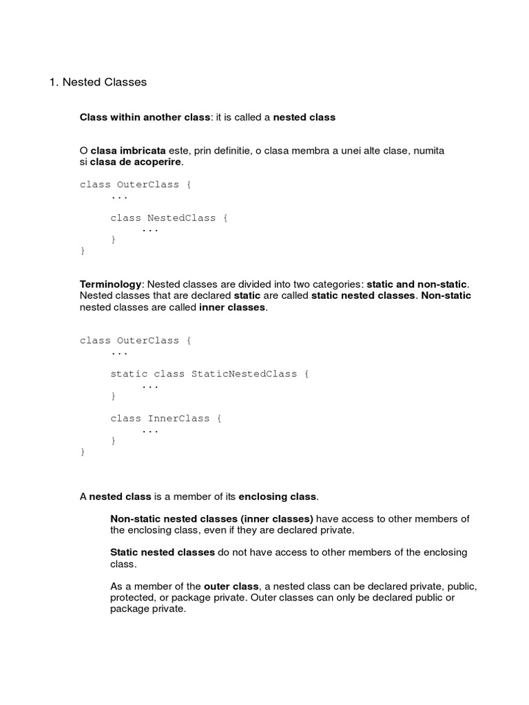 Nested Classes | PDF | Class (Computer Programming) | Anonymous Function