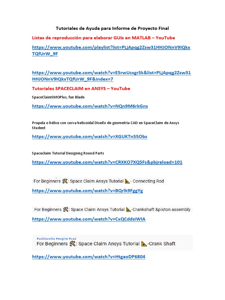 Tutoriales de Ayuda para Informe de Proyecto Final | PDF