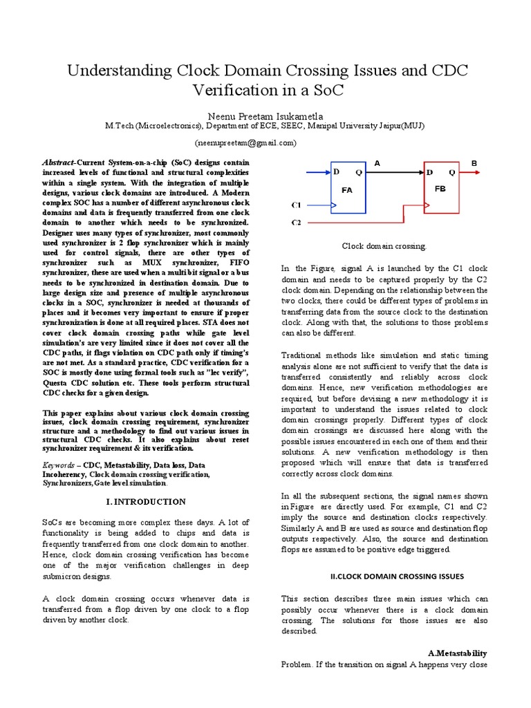 Understanding Clock Domain Crossing Issues and CDC Verification in A Soc | PDF | Electronic ...