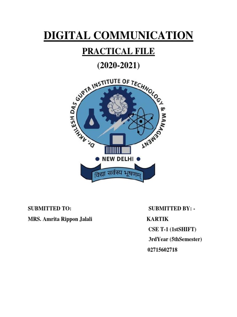 Digital Communications Practical File PDF | PDF | Modulation | Sampling (Signal Processing)