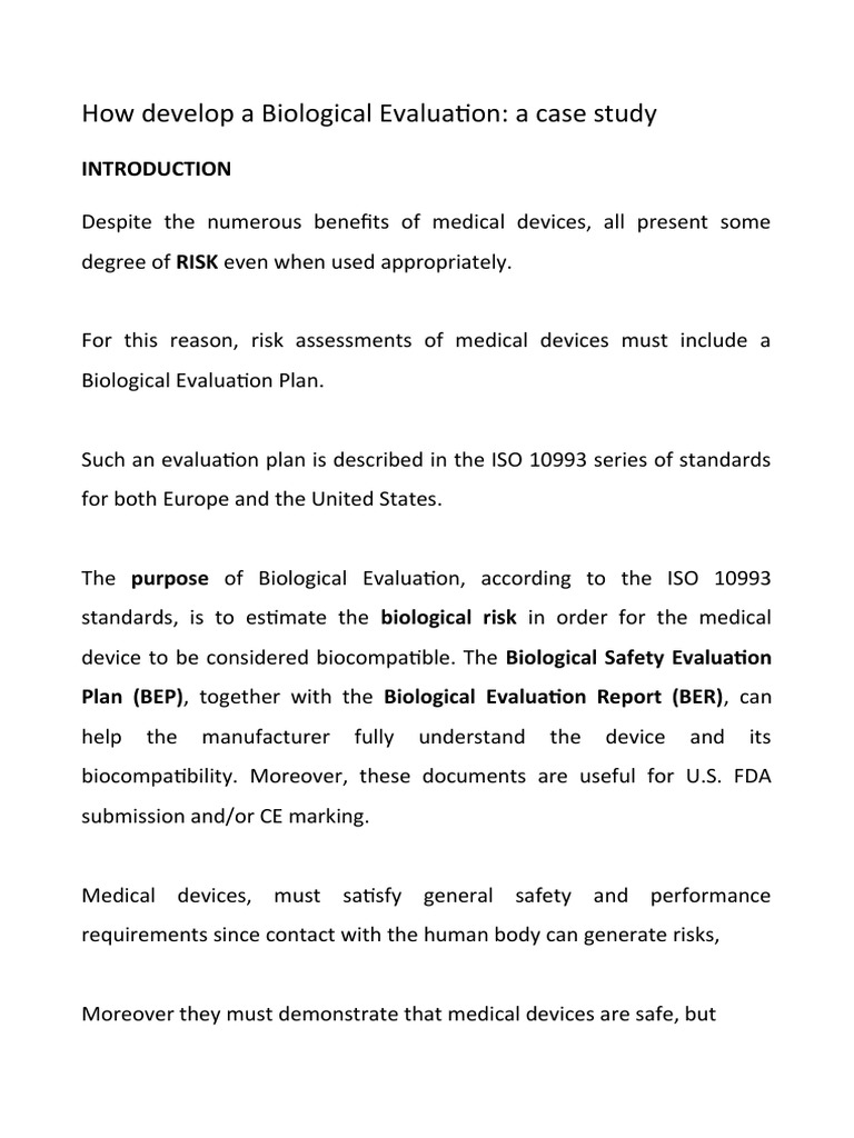 How To Develop A Biological Evaluation | PDF | Medical Device | Toxicology