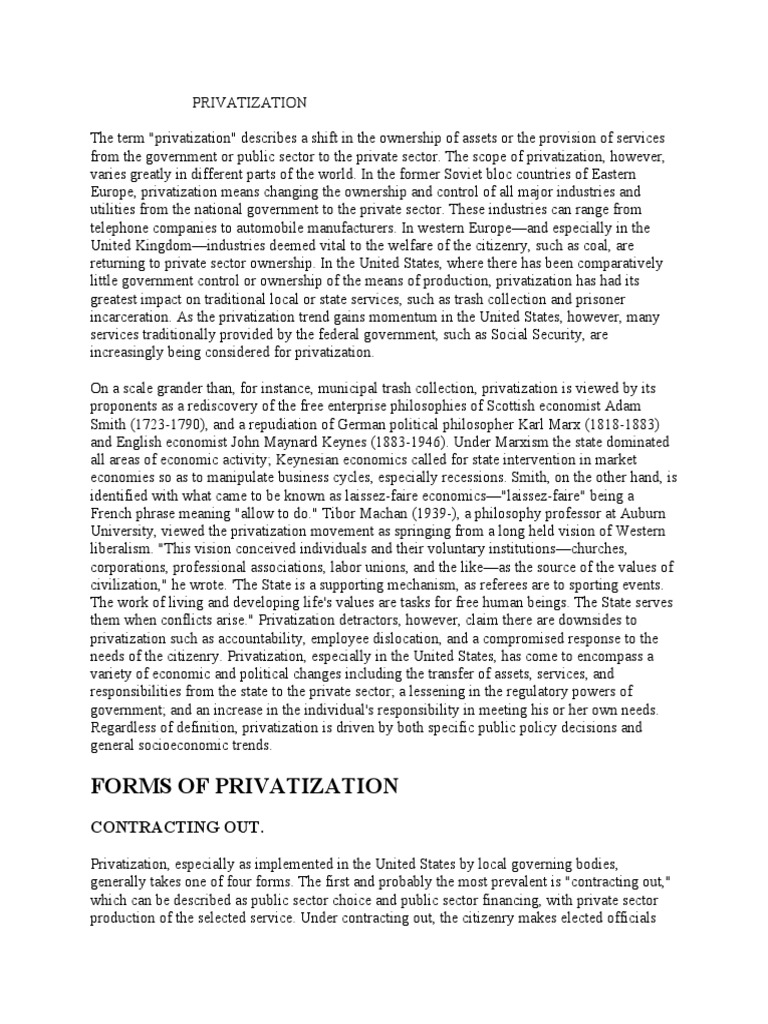 Forms of Privatization: Contracting Out | PDF | Privatization | Employment Forms of Privatization: Contracting Out | PDF | Privatization | Employment