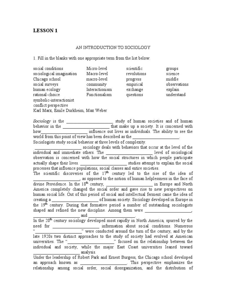 Lesson 01 An Introduction To Sociology. The Tools of Sociology | PDF ...