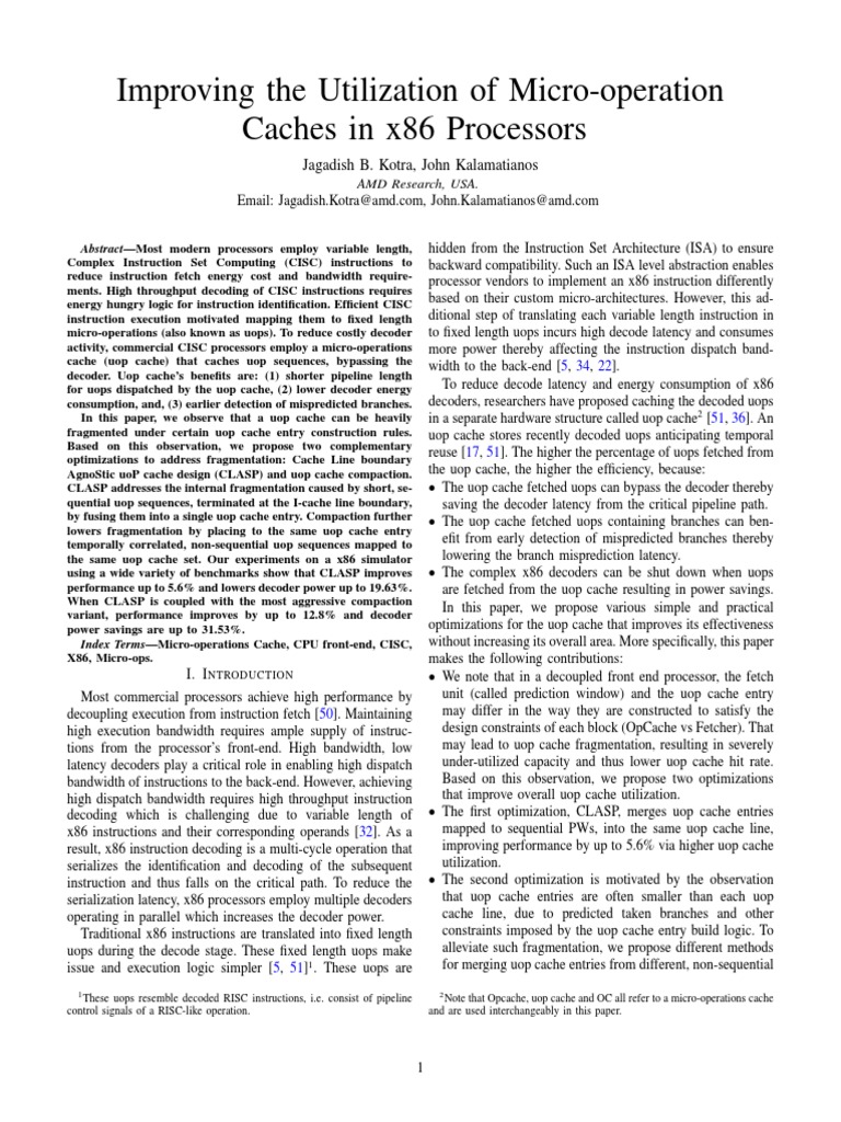 Improving The Utilization of Micro-Operation Caches in x86 Processors ...