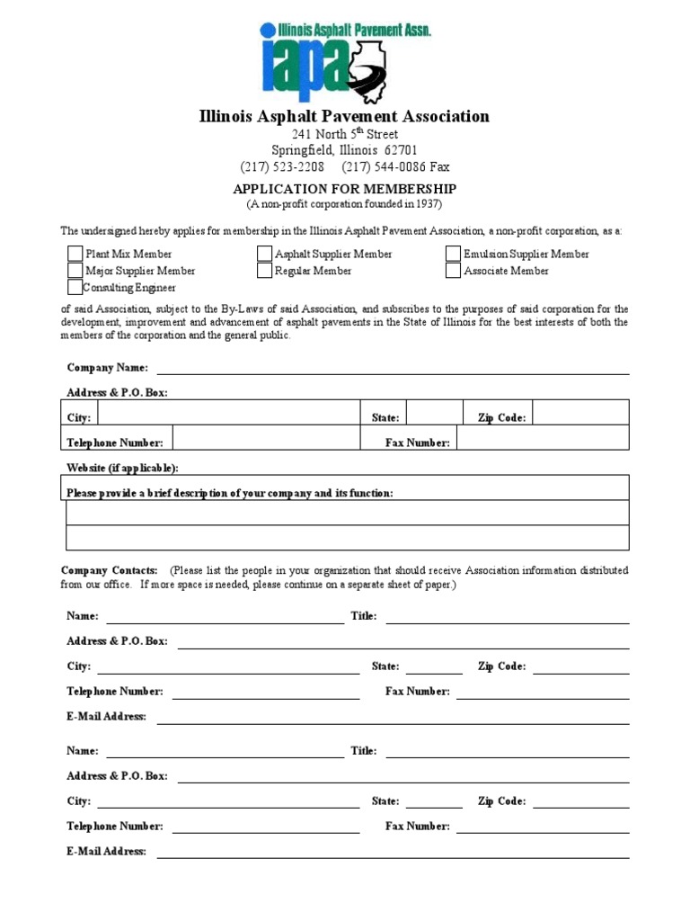 Illinois Asphalt Pavement Membership Form | PDF