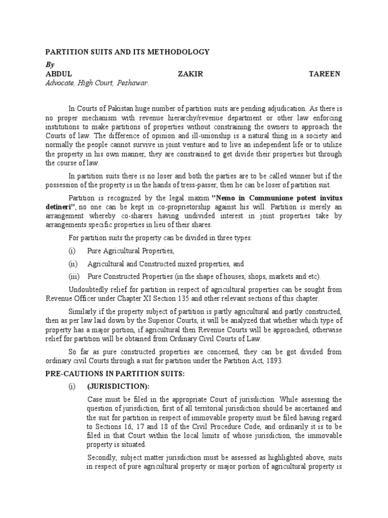 Partition Suits and Its Methodology | PDF | Lawsuit | Appeal