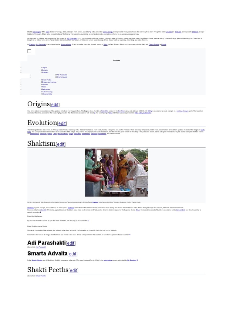 Origins Evolution Shaktism: Adi Parashakti Smarta Advaita | PDF | Devi | Asian Ethnic Religion