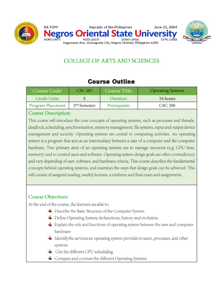 OS (CSC207) Course Outline | PDF