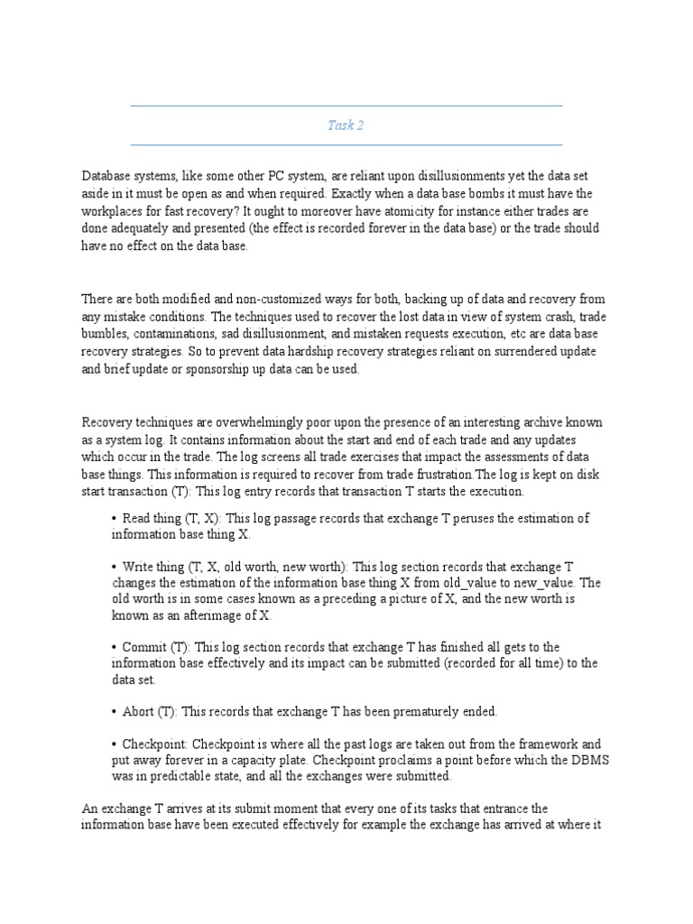 Task 2 | PDF | Database Transaction | Databases