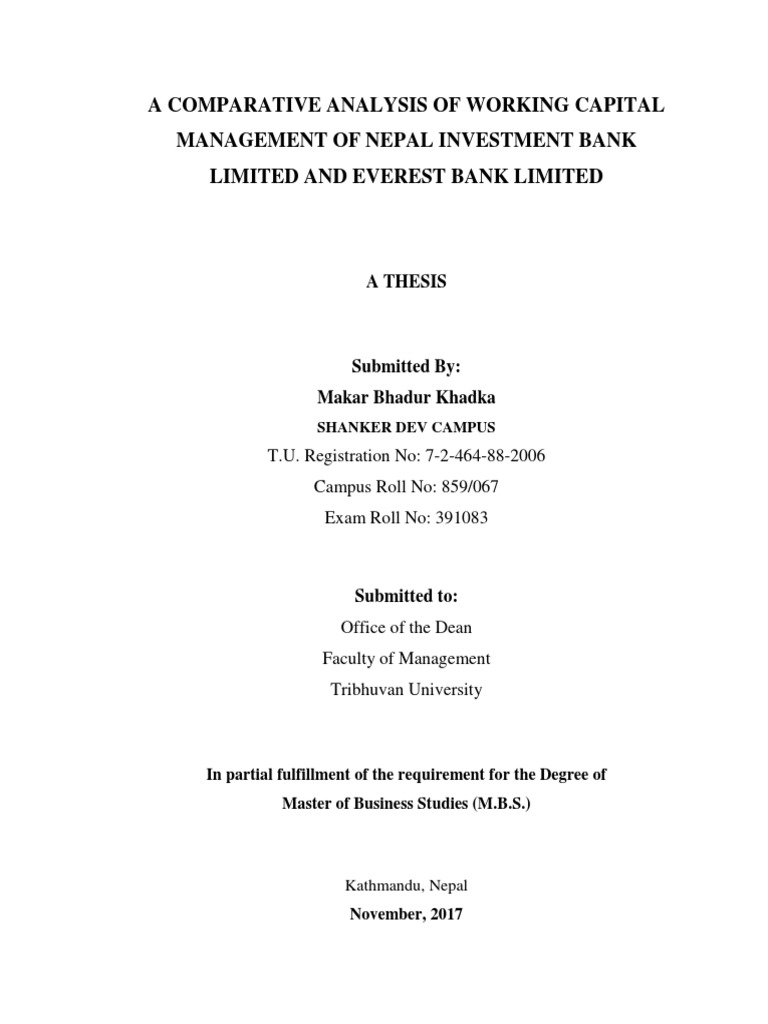 A Comparative Analysis of Working Capita | PDF | Working Capital | Banks