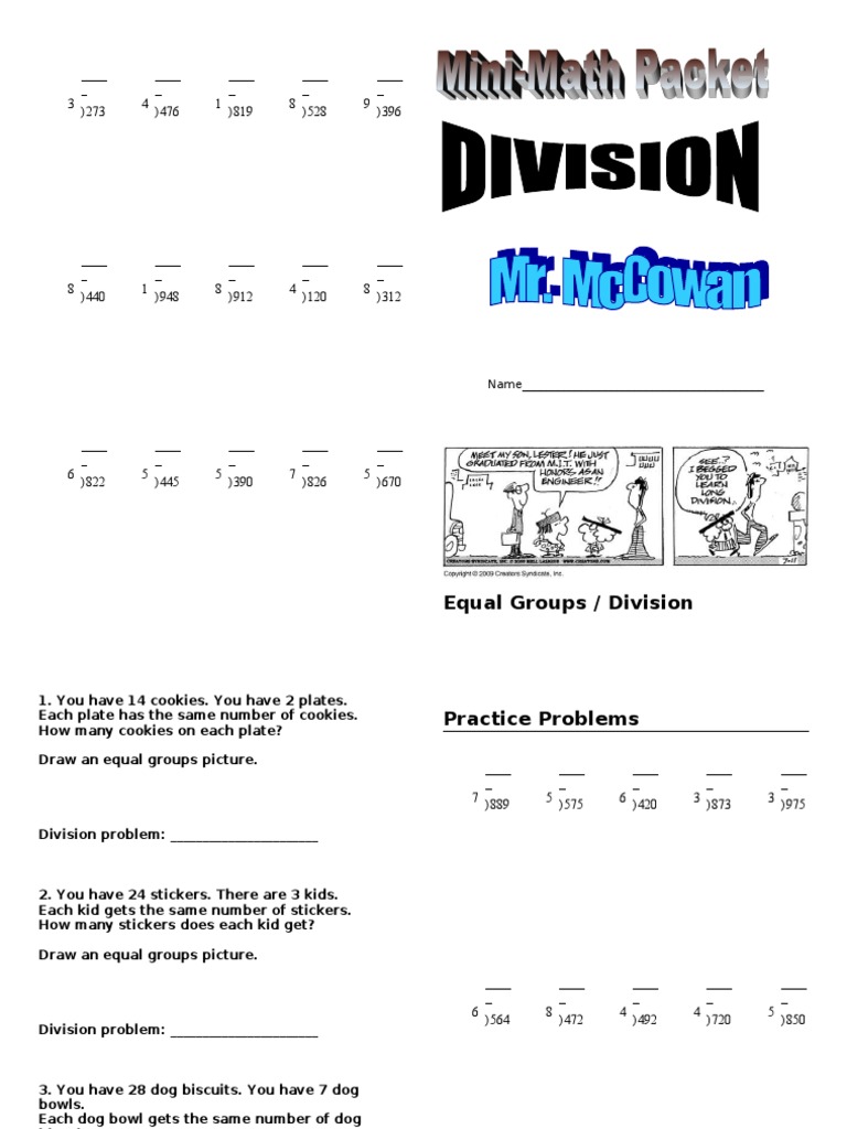 Equal Groups Division Practice Worksheet | PDF