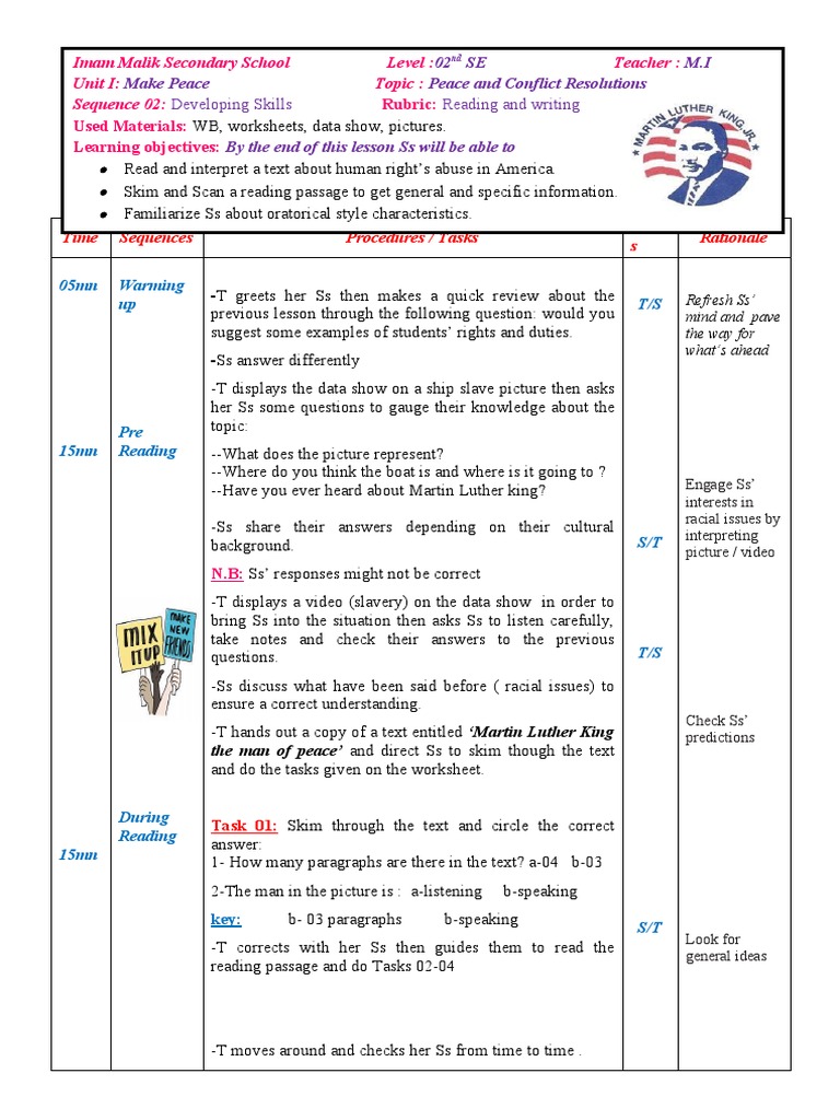 Developing Skills Reading and Writing: Rubric: Used Materials: Learning ...