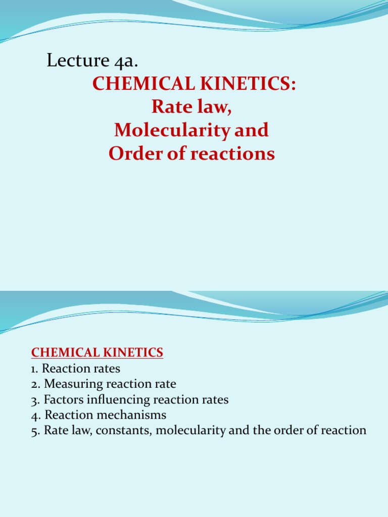 Kinetics: Molecularity and Reaction Order | PDF | Reaction Rate ...