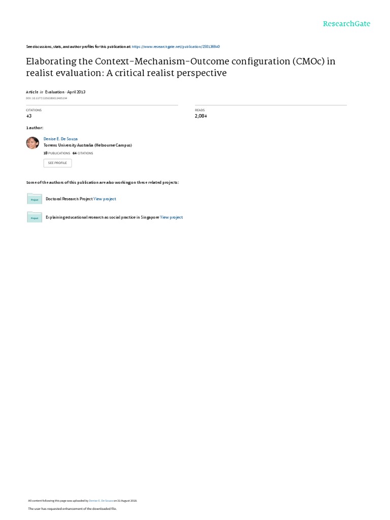 CMOc in Realist Evaluation Explained | PDF | Emergence | Evaluation