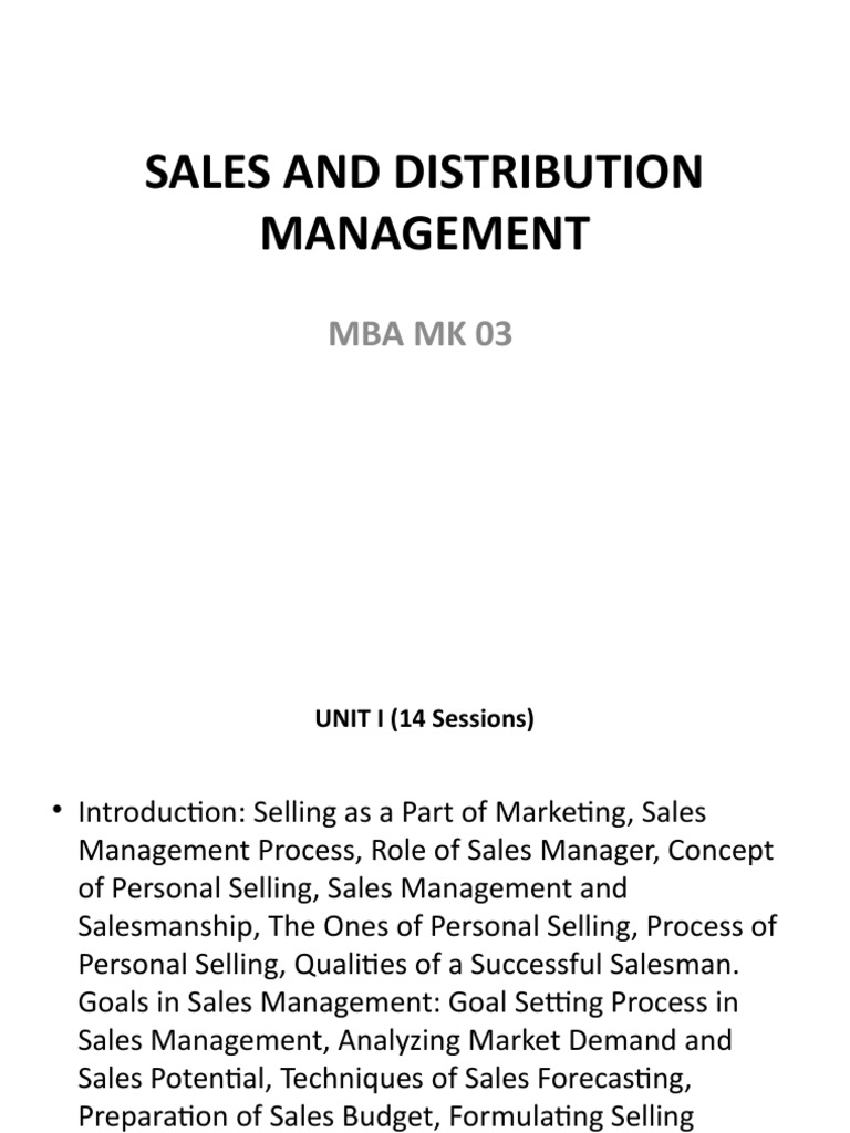 Sales and Distribution Management Guide | PDF