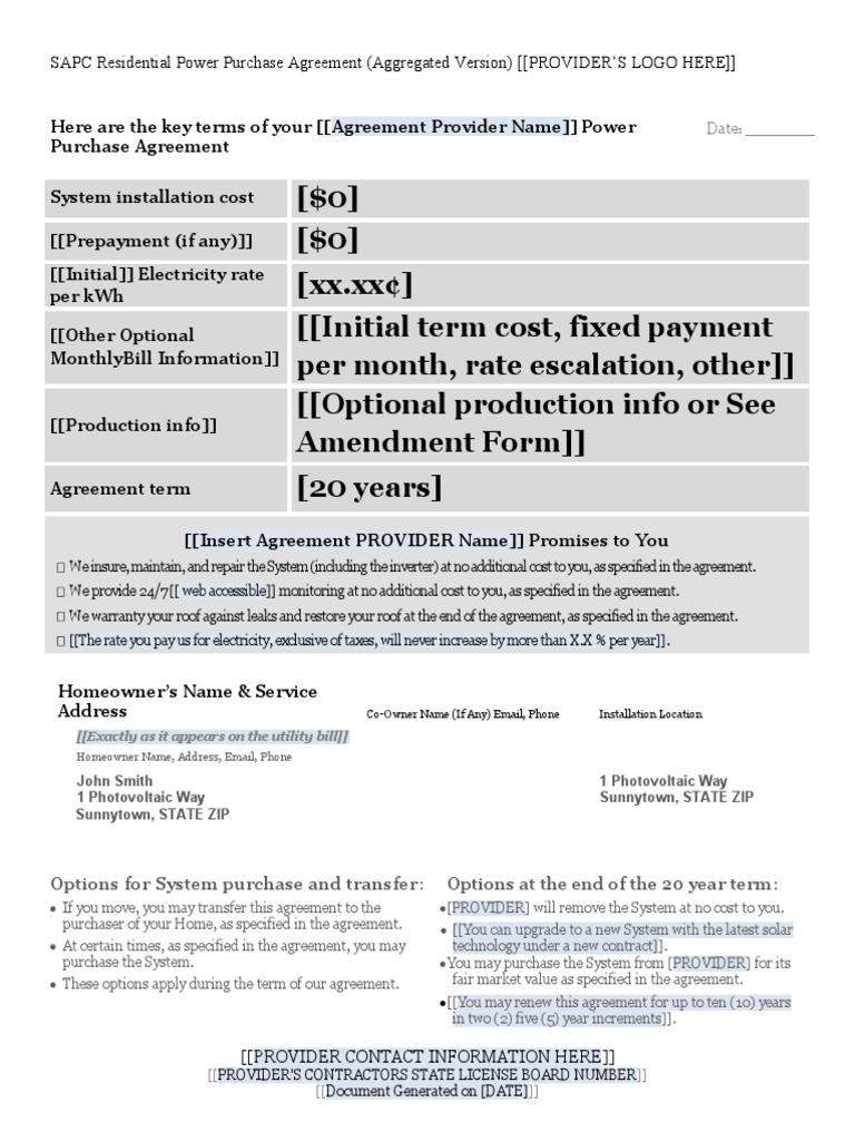 Residential Power Purchase Agreement Aggregated | PDF | Damages | Legal ...