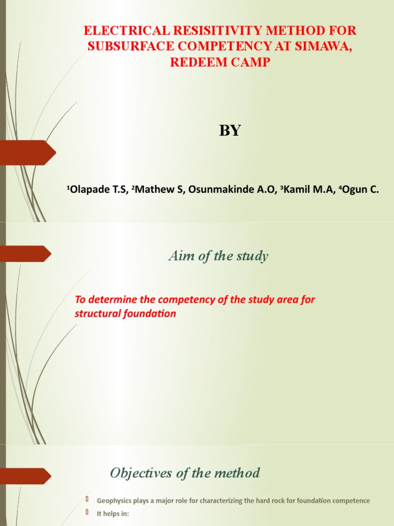 Electrical Resisitivity Method For Subsurface Competency at Simawa, Redeem Camp | PDF | Porosity ...