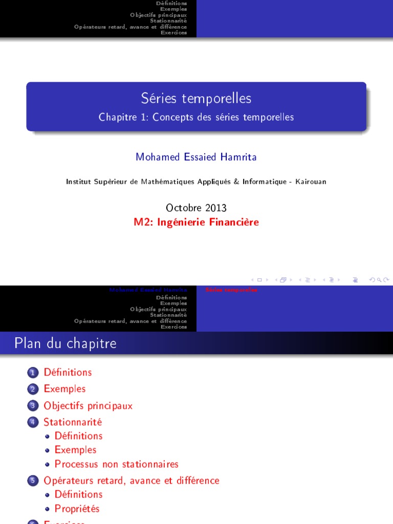 Chap1 Tsa 20132014 | PDF | Processus stationnaire | Séries chronologiques