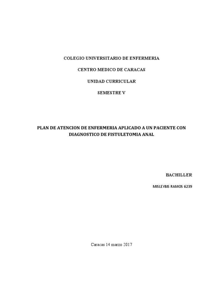 Fistulectomia Nuevo 3 | PDF | Enfermería | Herida