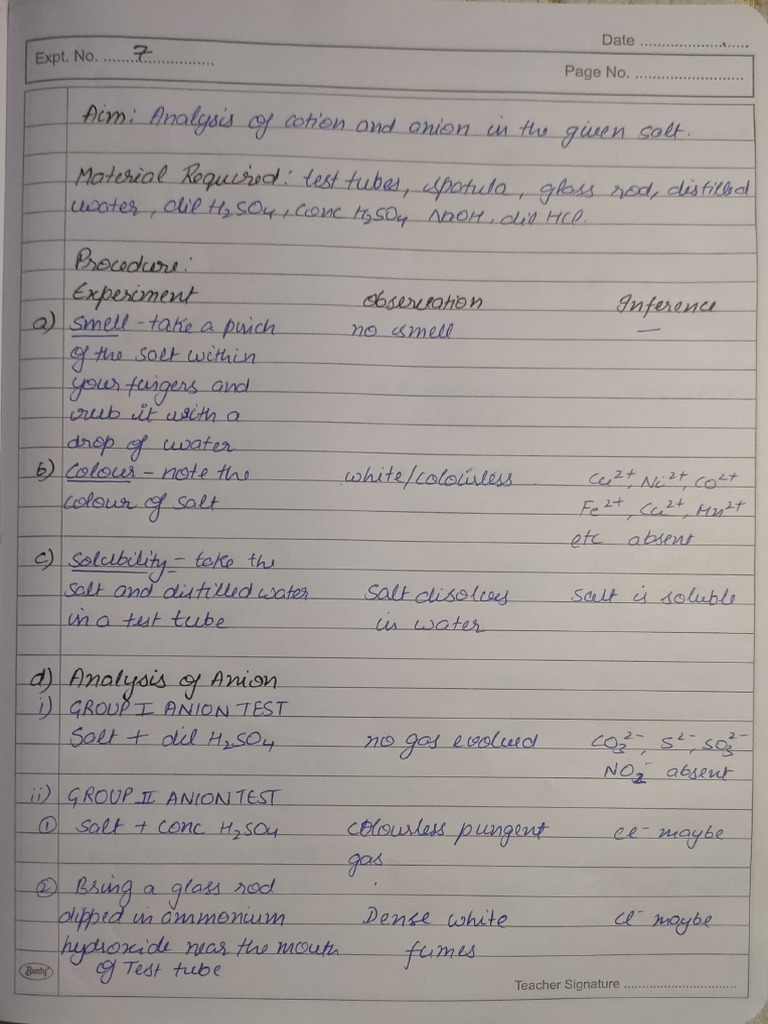 Salt Analysis 4 | PDF | Chemistry | Physical Sciences