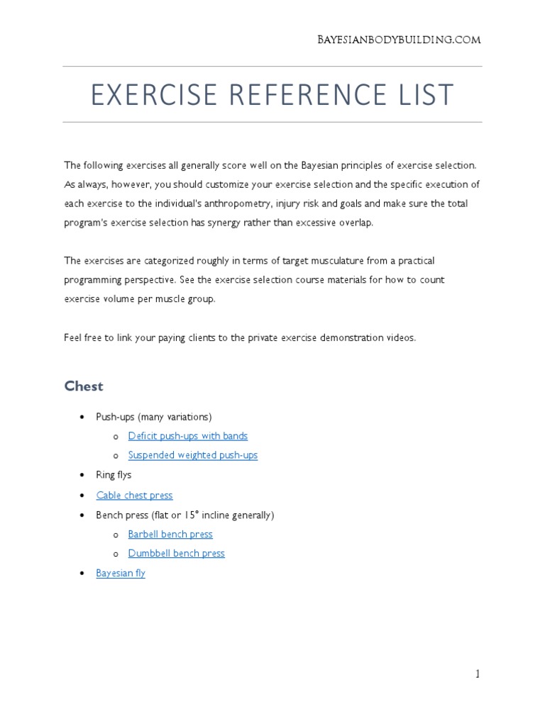 Exercise Selection List With Case Study PDF | PDF | Human Anatomy ...