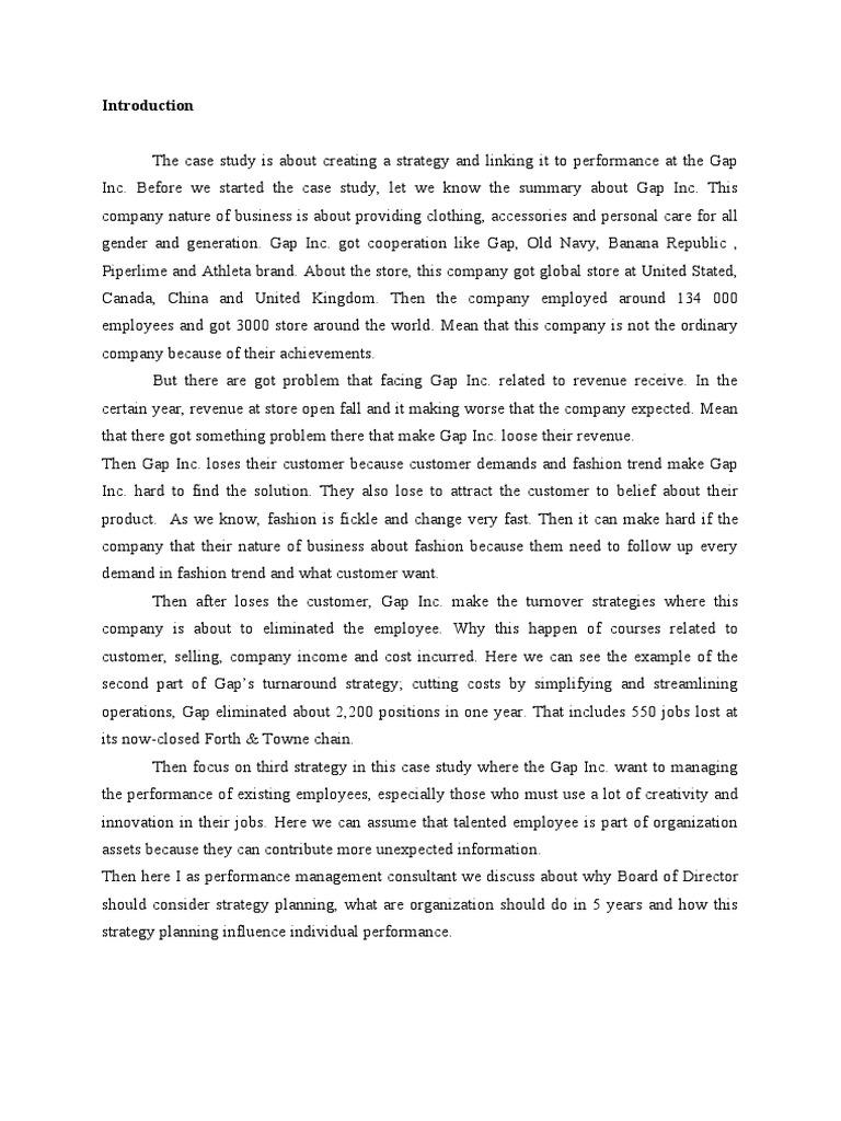 Case Study Chapter 3 | PDF | Gap Inc. | Retail