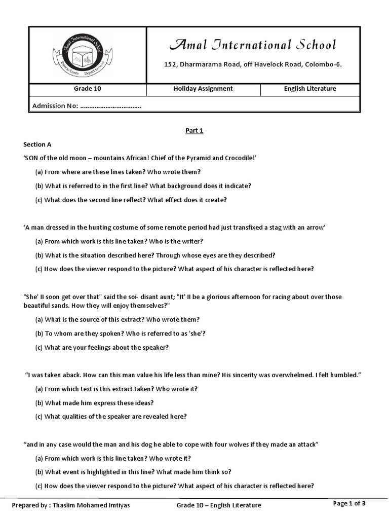 Grade 10 English Literature Guide | PDF | Poetry