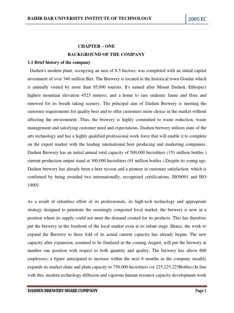 Dashen Beer | PDF | Brewing | Beer